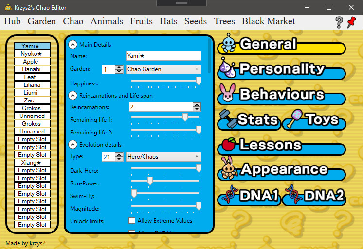 Krzys2's Chao Editor [Sonic Adventure 2] [Modding Tools]